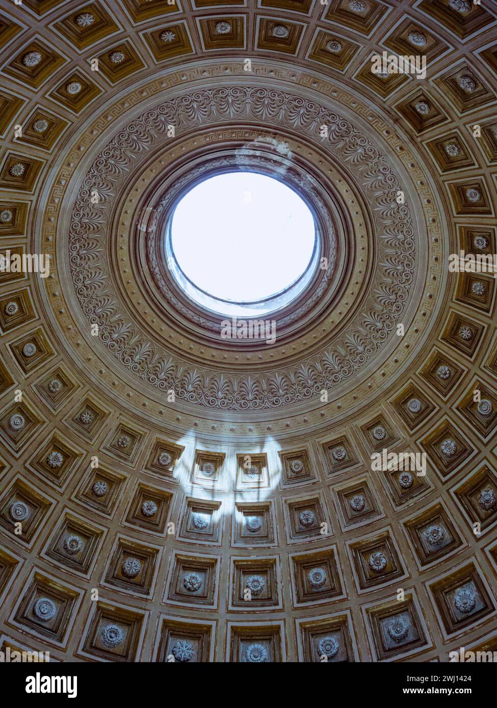 The Vatican emblem reflect in a dome inside the Vatican Museum (Rome ...