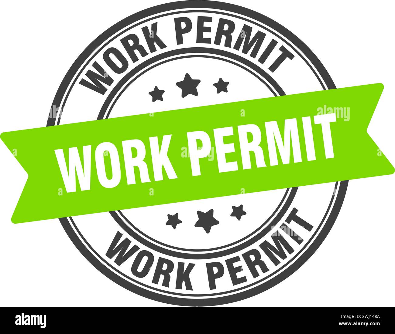 work permit stamp. work permit round sign. label on transparent ...