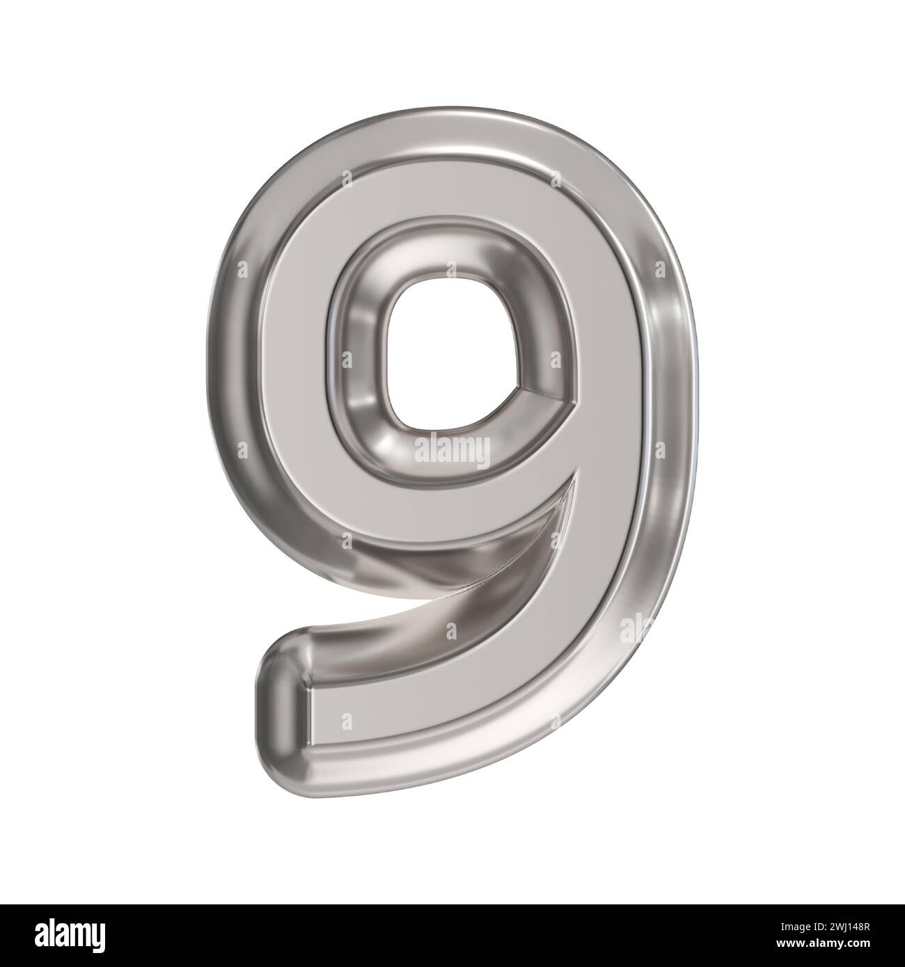 Steel font Number 9 NINE 3D rendering illustration isolated on white background Stock Photo - Alamy