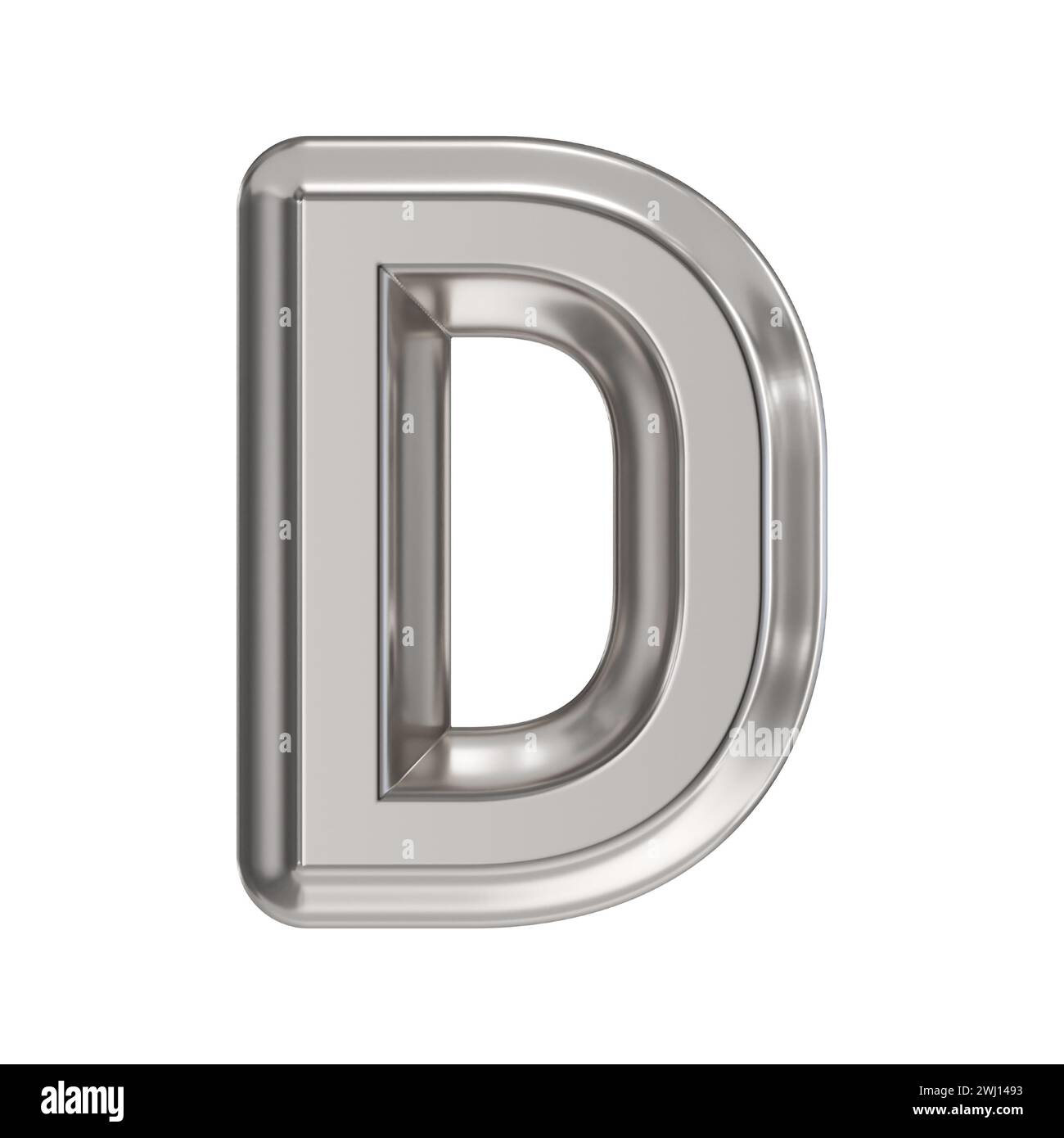 Steel font Letter D 3D rendering illustration isolated on white ...