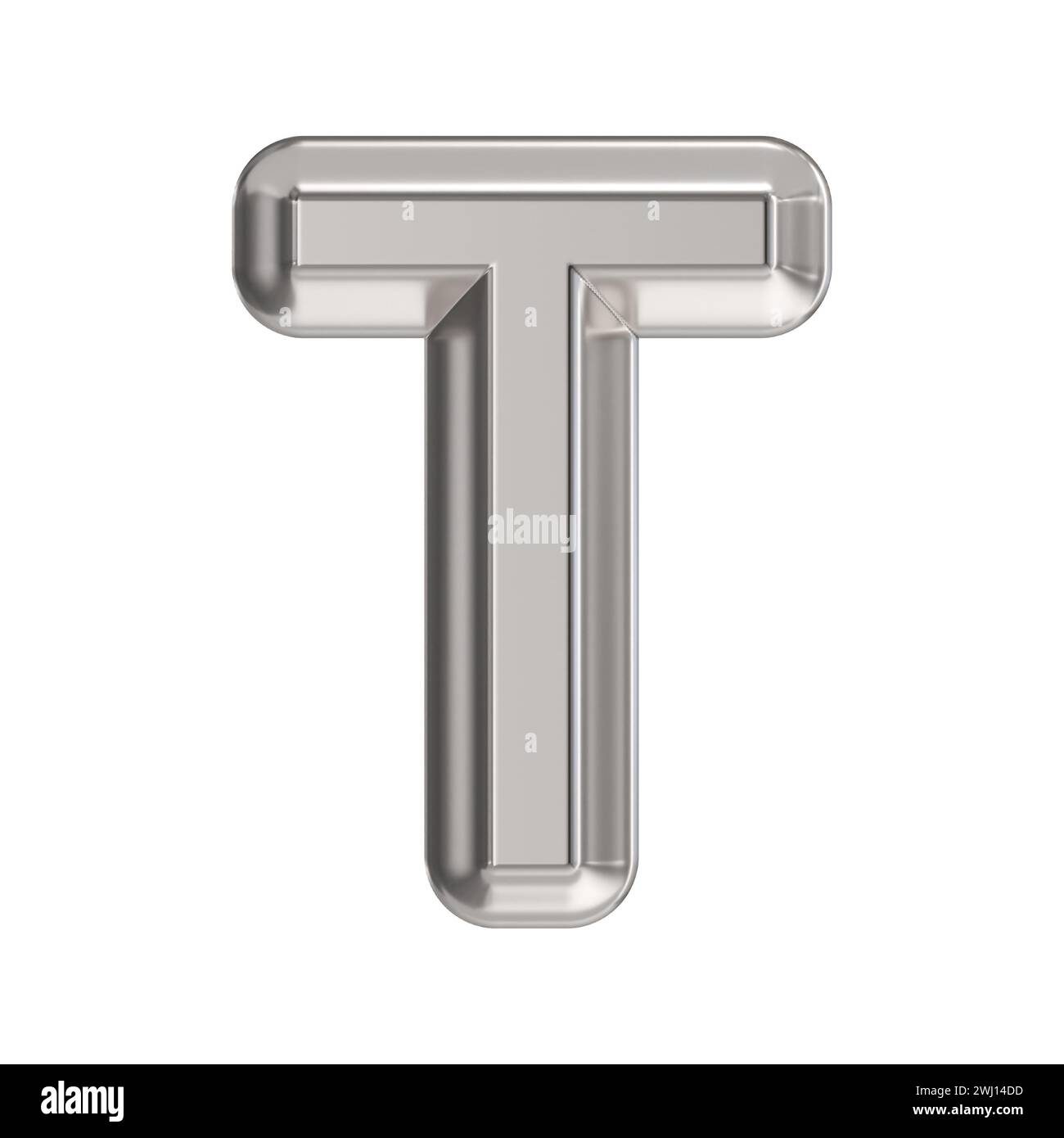 Steel font Letter T 3D rendering illustration isolated on white background Stock Photo - Alamy