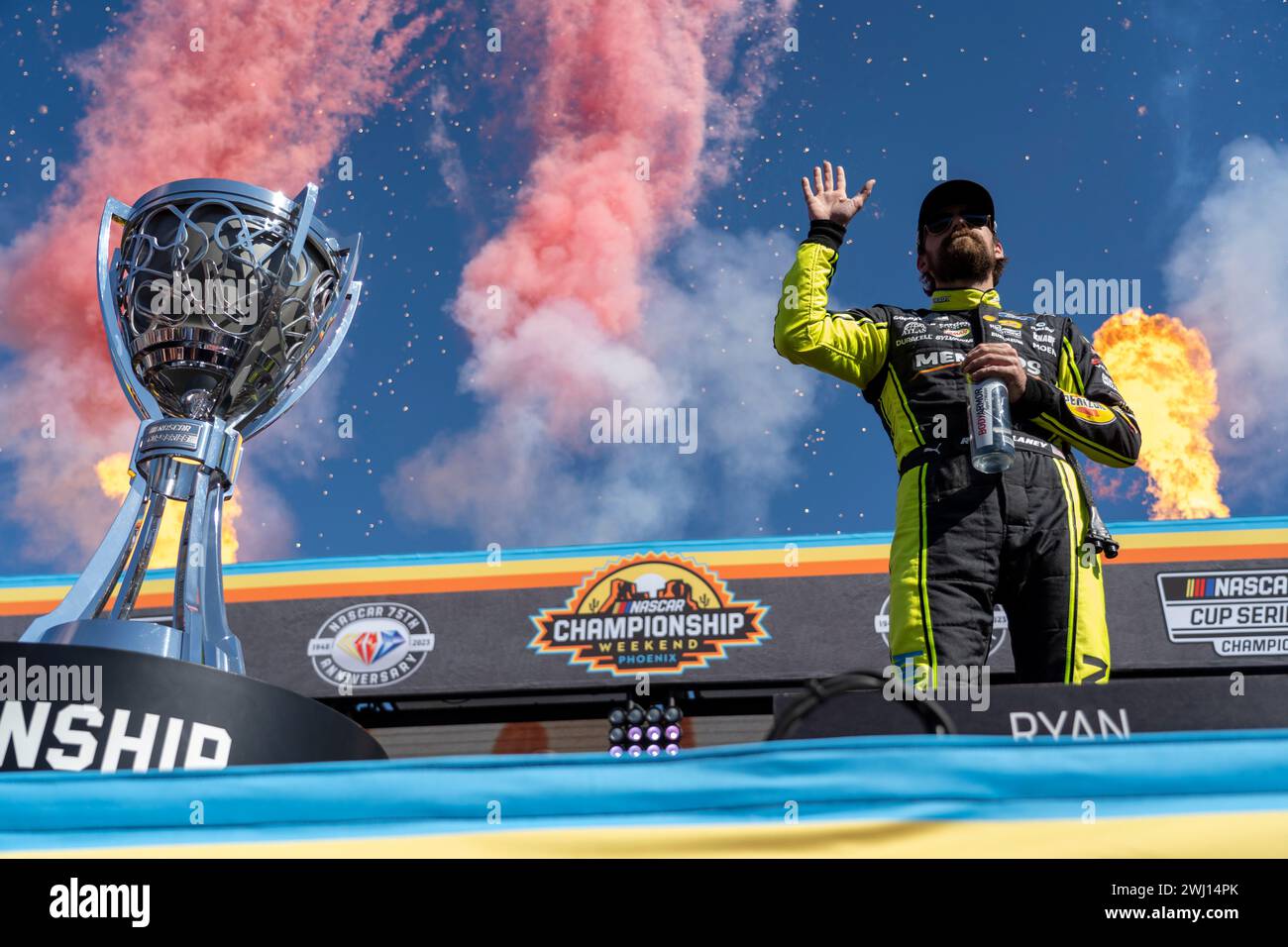 NASCAR Cup Series Driver Ryan Blaney (12) gets introduced for the ...