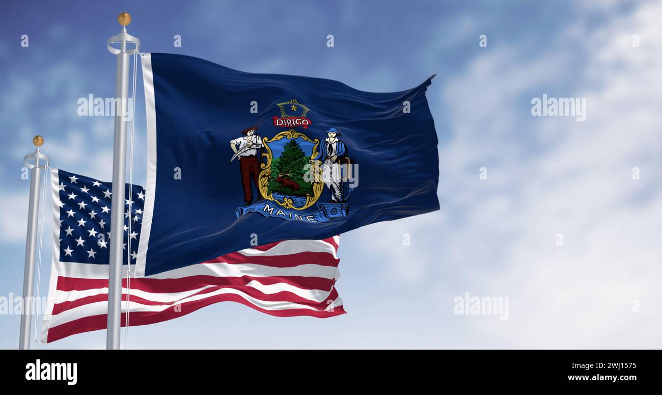American flags wave in sun hi-res stock photography and images - Alamy