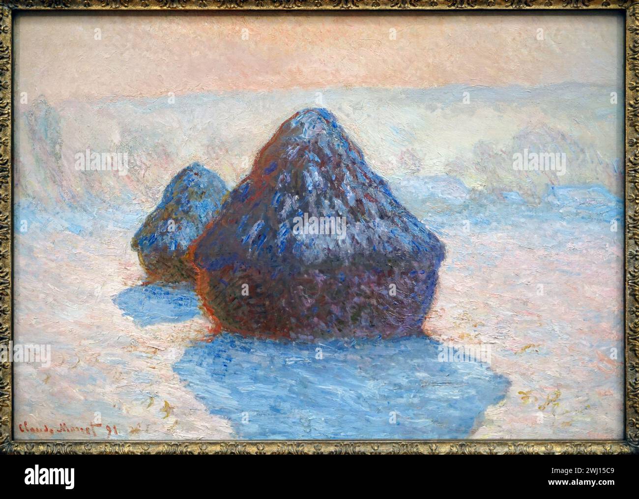 Haystacks;Snow Effect (1891) by Claude Monet (1840-1926 Stock Photo - Alamy
