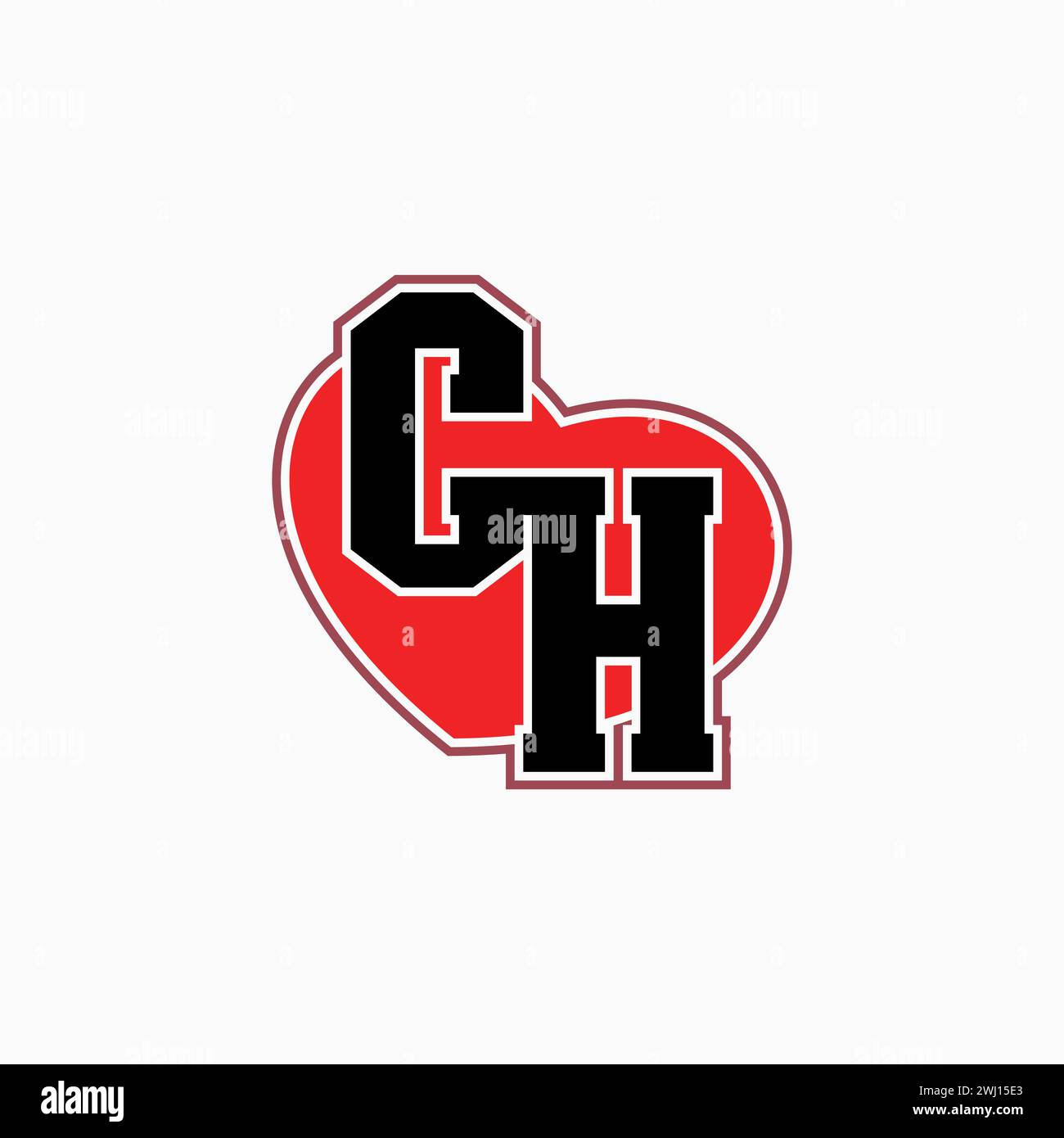 Logo design graphic concept creative premium vector stock letter initial sign CH font with love ...