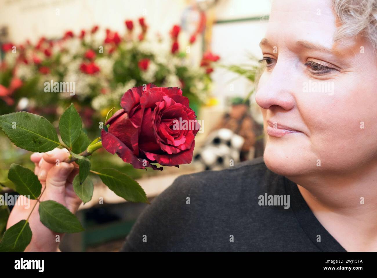 St. Louis, United States. 15th Feb, 2024. Florial arranger Theresa ...