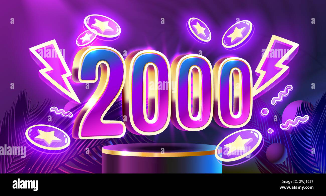 Free coins 2000, promo flyer poster, banner game play. Vector Stock ...