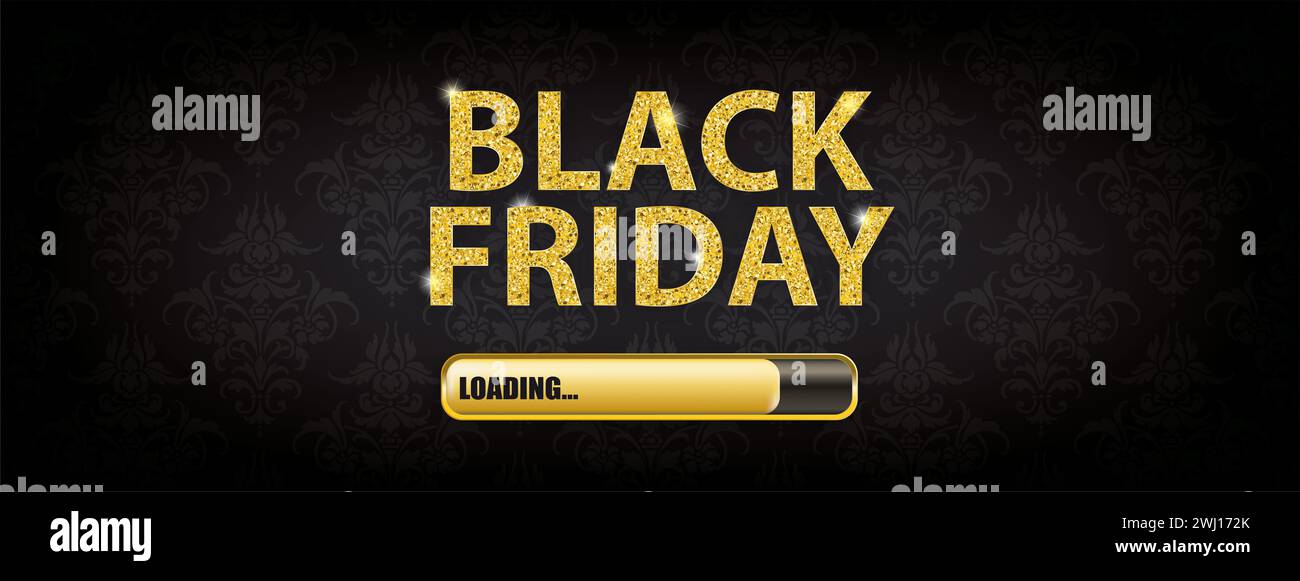Black Friday Loading header on the black background with ornaments. Eps ...