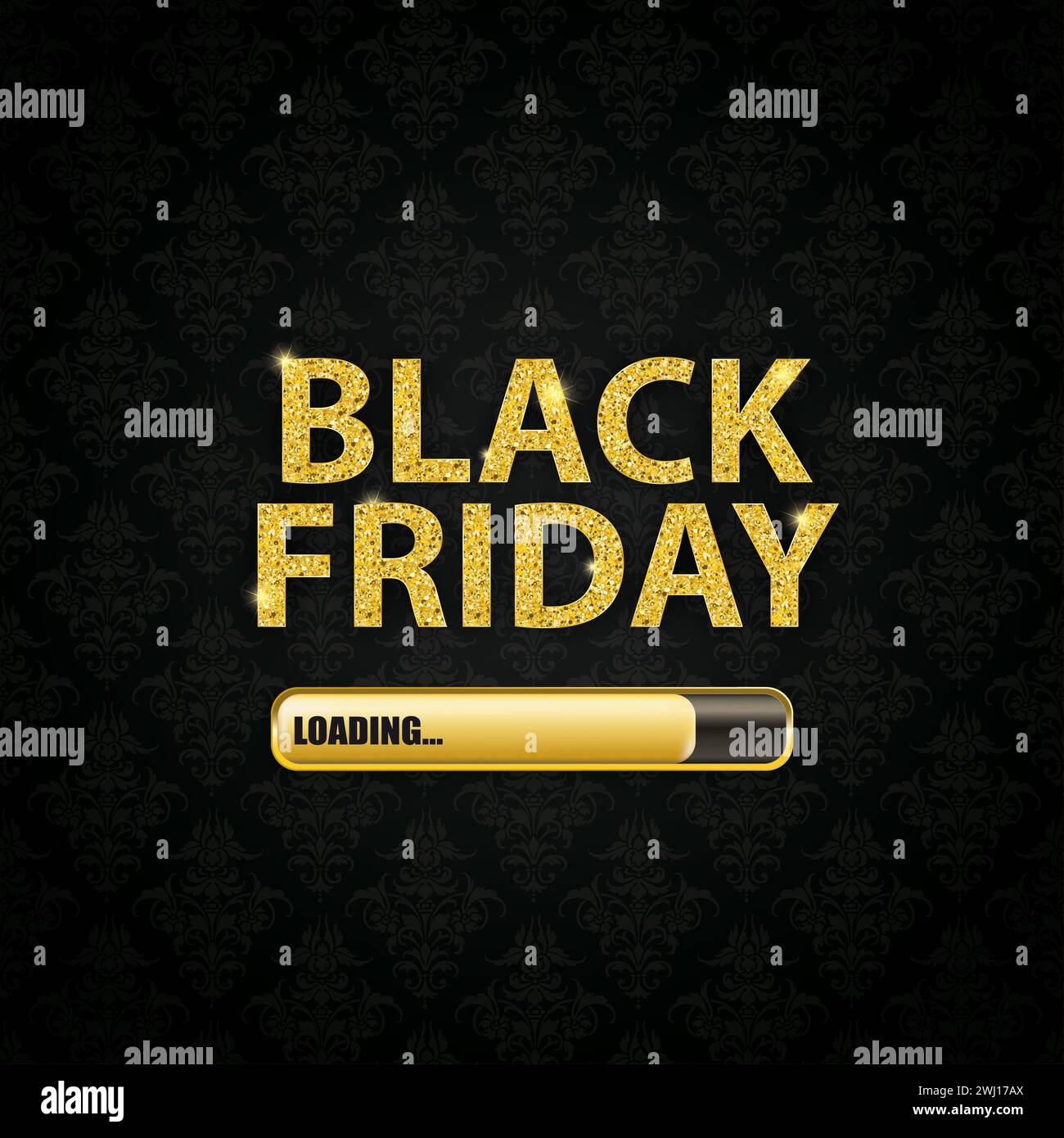 Black Friday text with progress bar on the black background with ...