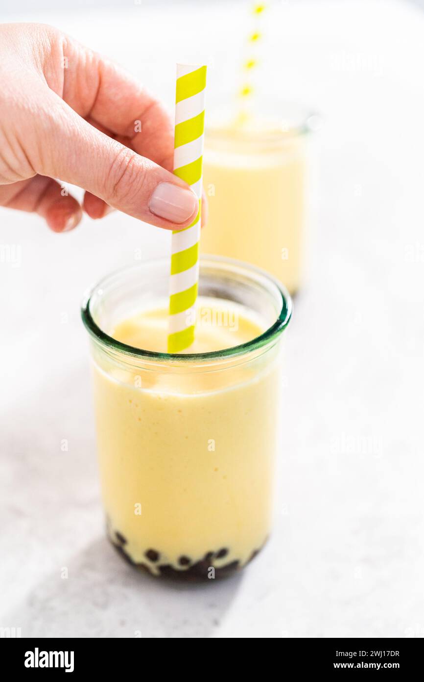Mango boba smoothie Stock Photo - Alamy