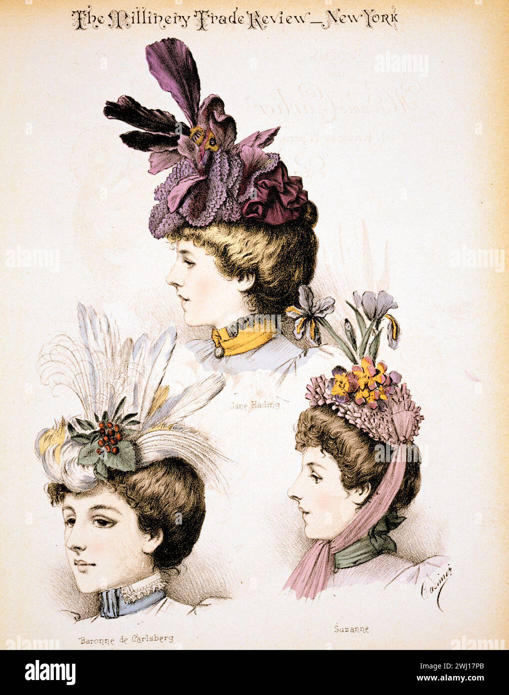 Vintage print Fashion plate showing three bust portraits of Jane ...
