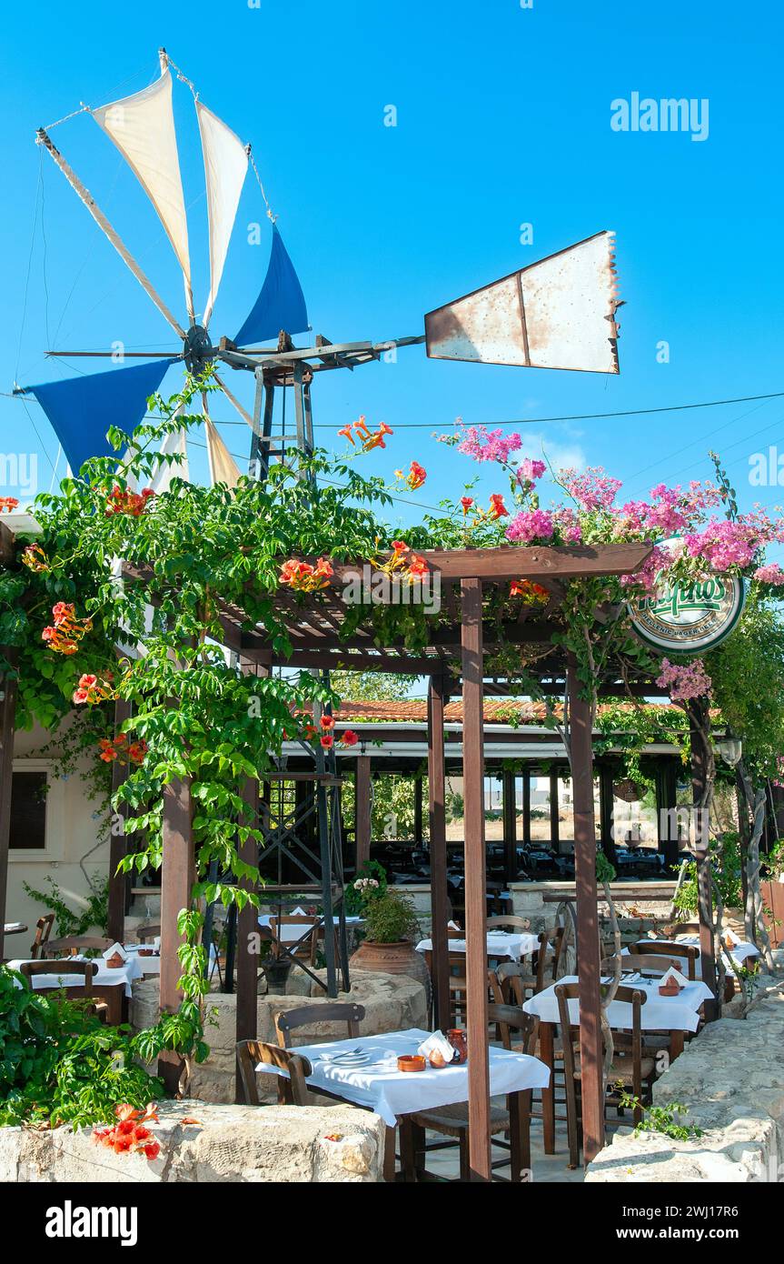 Greek Taverna, Gouves, Crete, Greece Stock Photo - Alamy