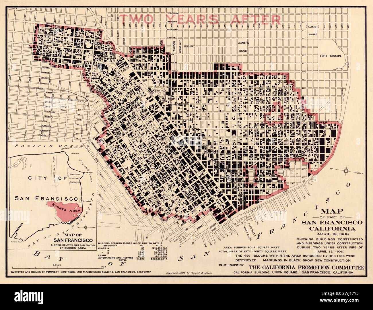 Map of the overall damage of the Great San Francisco Earthquake of 1906 ...