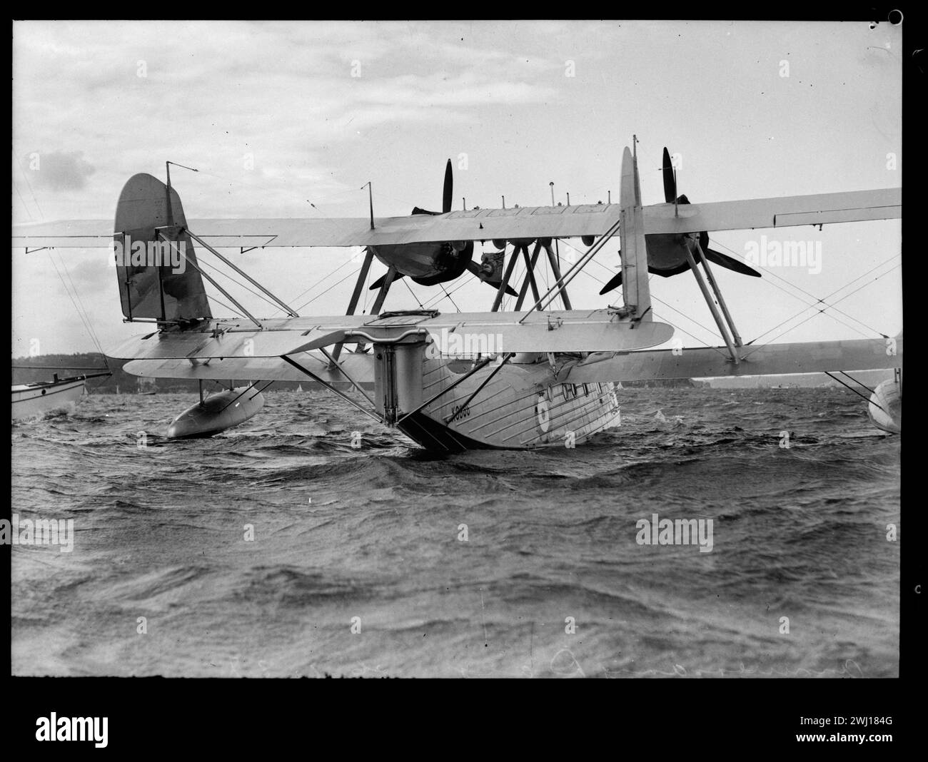 Vintage Australian floating seaplane on water. 26 January 1938 Stock ...