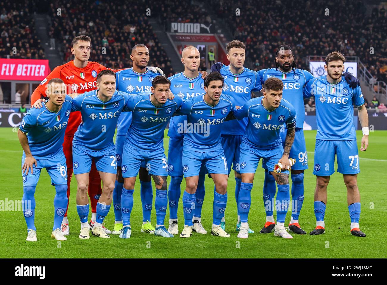 Milan, Italy. 11th Feb, 2024. SSC Napoli team line up during Serie A ...