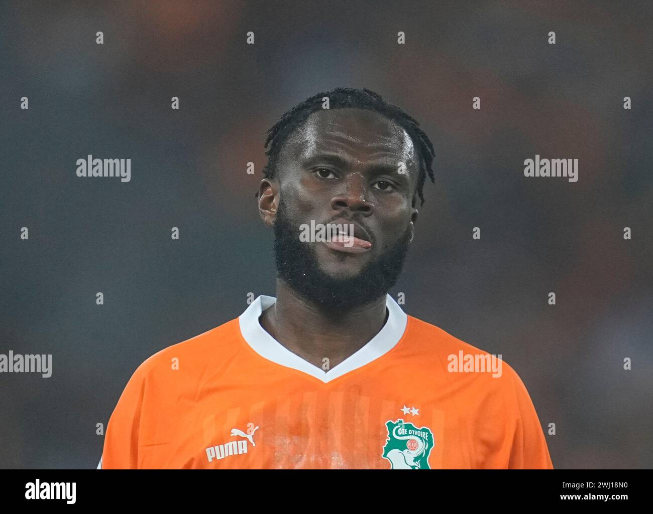 February 11 2024: Franck Yannick Kessie (Ivory Coast) looks on during a ...
