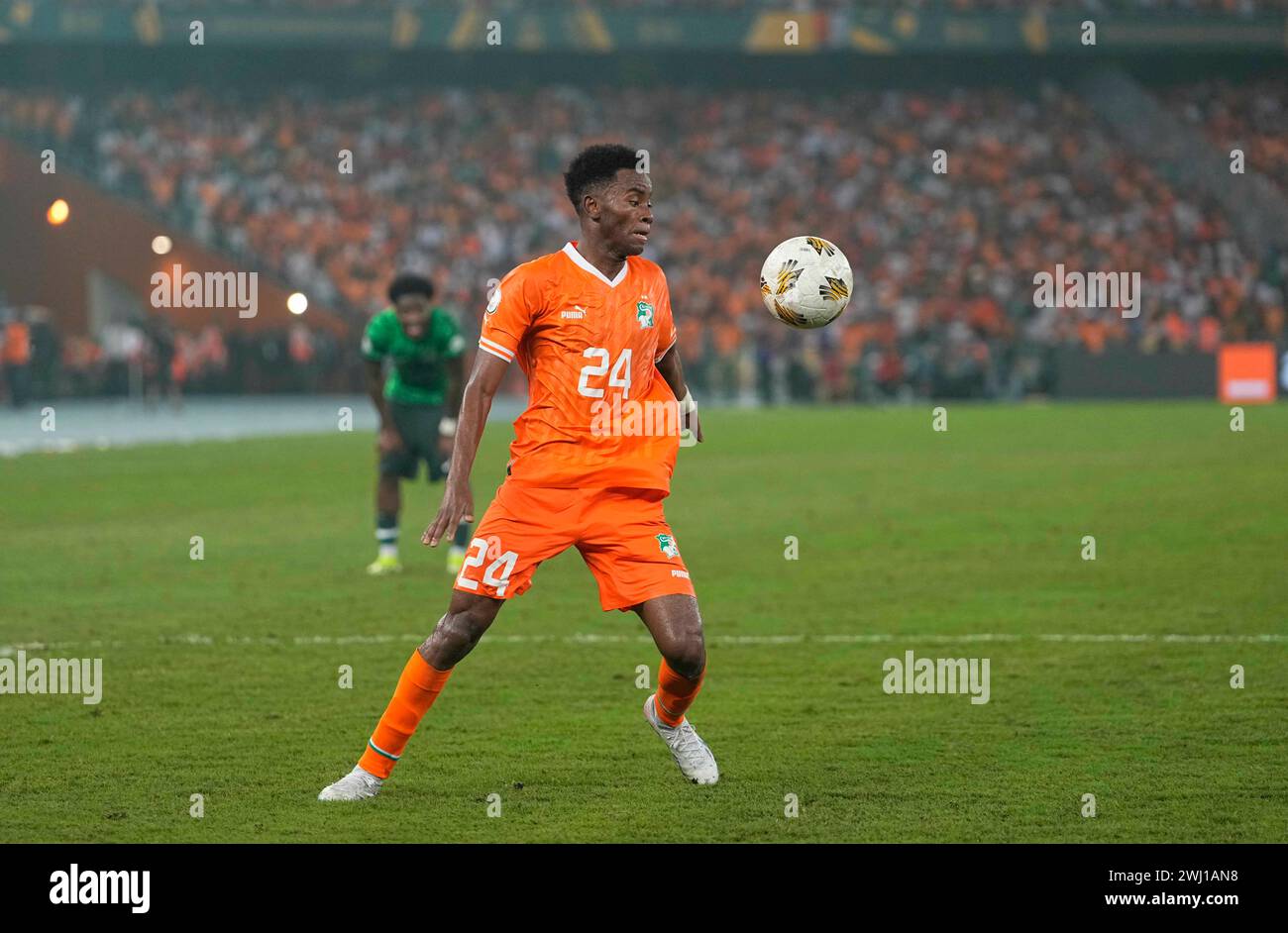 February 11 2024: Simon Adingra (Ivory Coast) controls the ball during ...