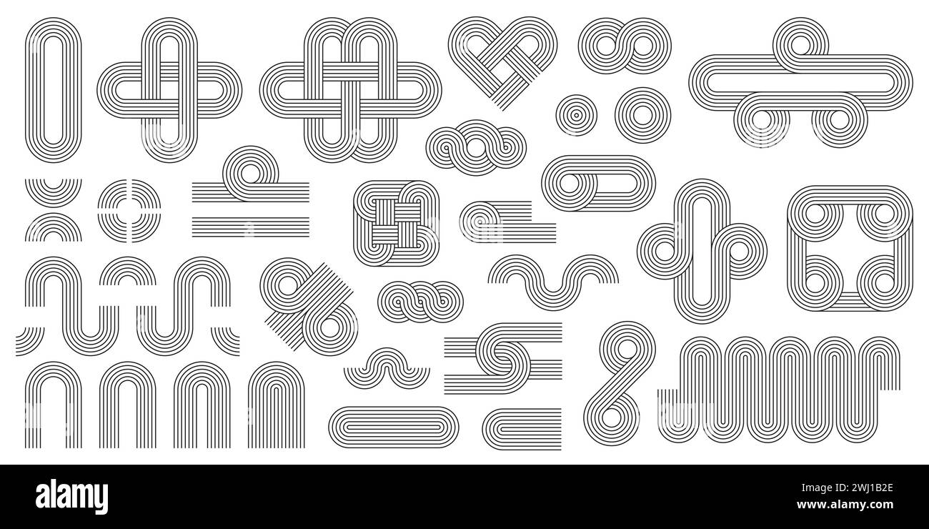 Geometric line Zen arch pattern elements, figures and stroke shapes ...