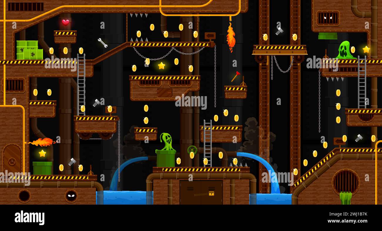 Arcade underground sewage and wastewater game level map interface ...