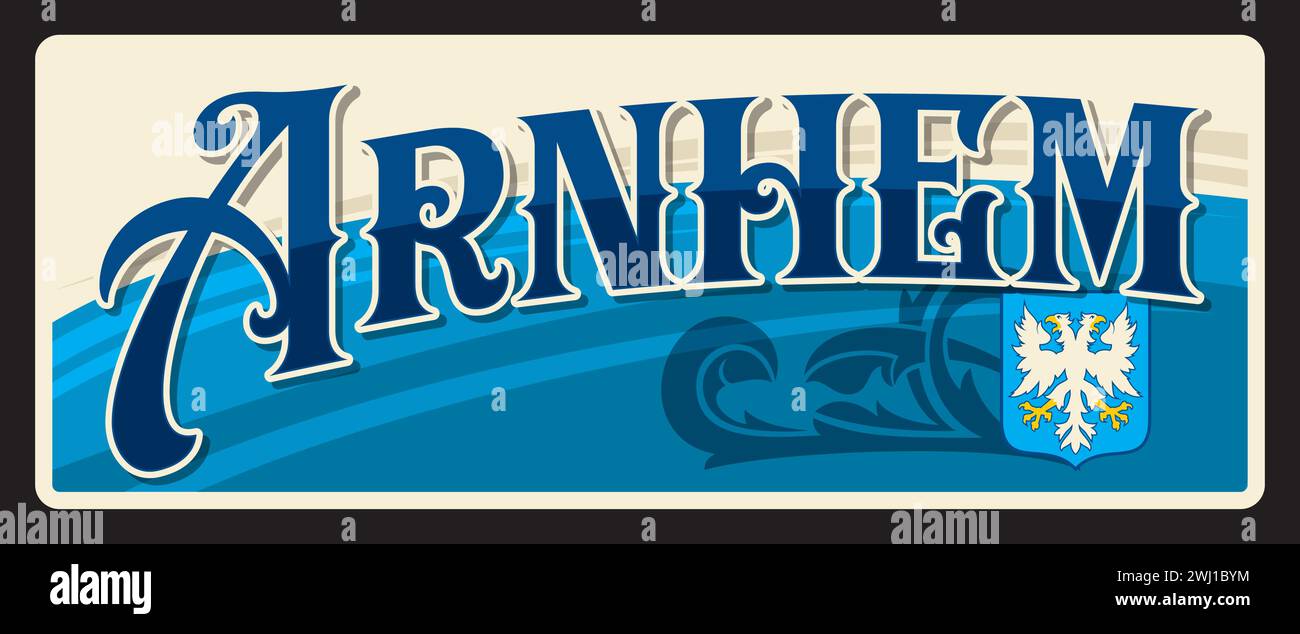 Arnhem Dutch city travel sticker and plate of Netherlands, vector ...