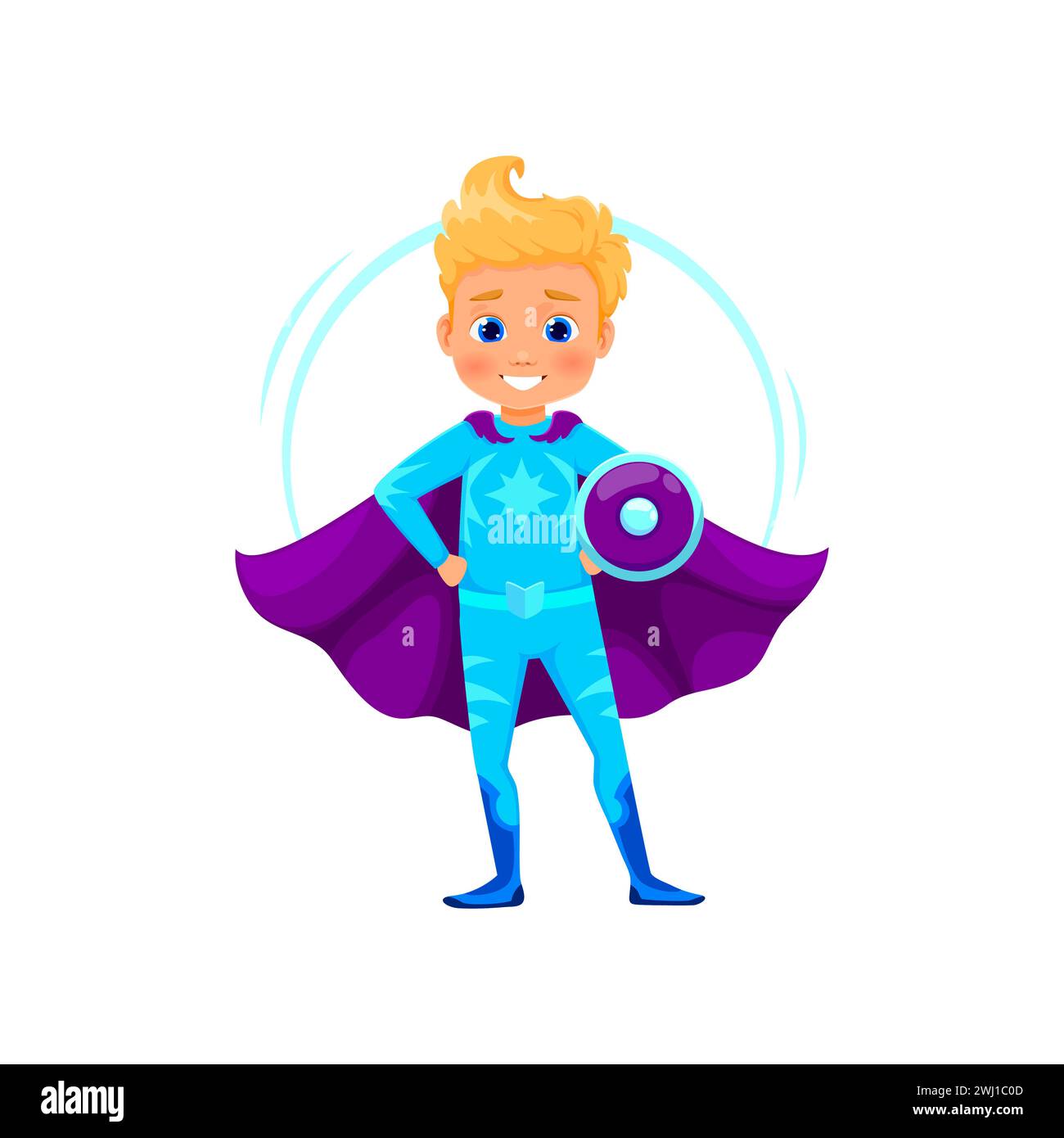 Cartoon kid superhero character. Isolated vector fearless boy super ...