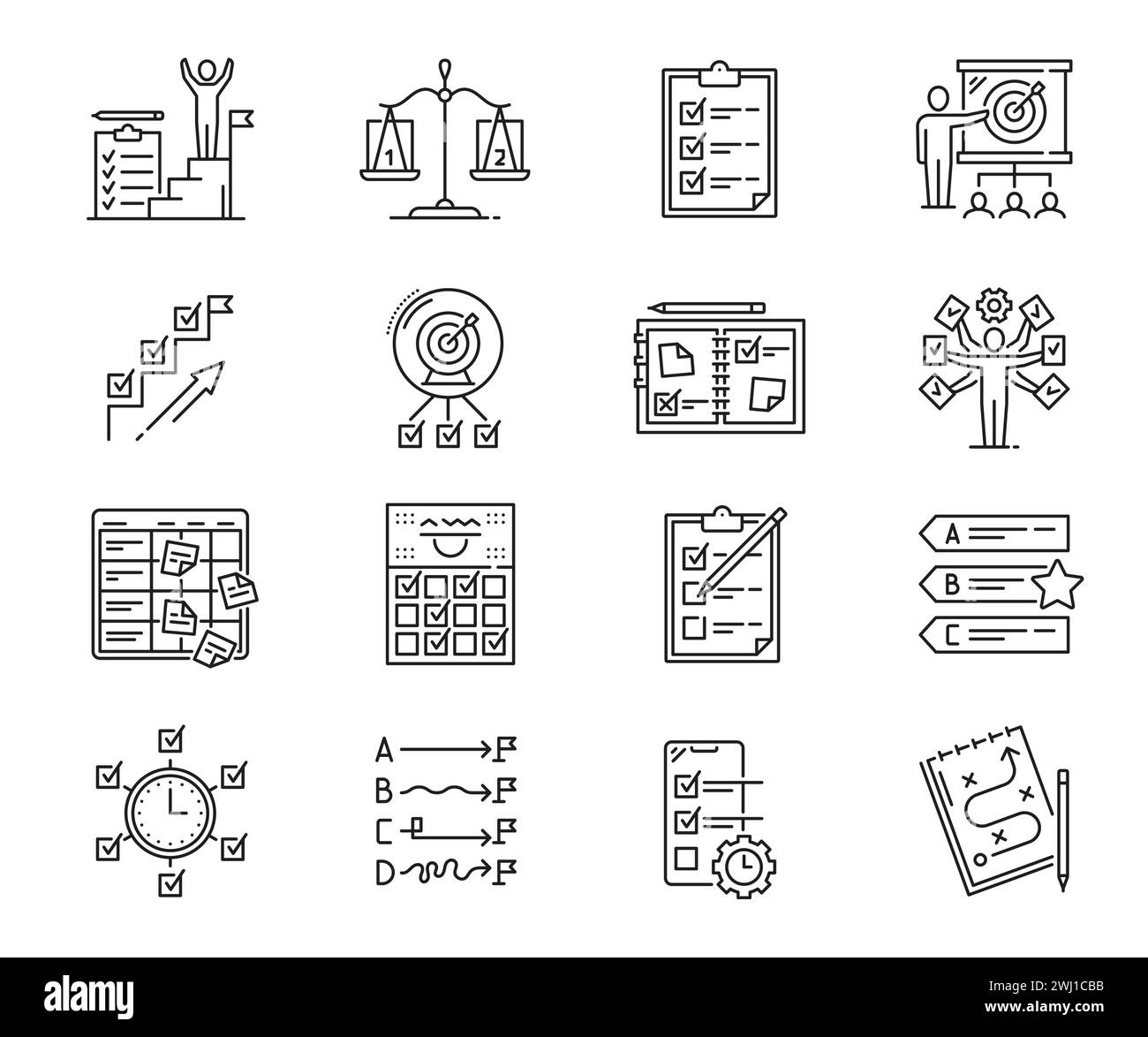 Planning icons. Project, goal, management and schedule symbols. Vector ...