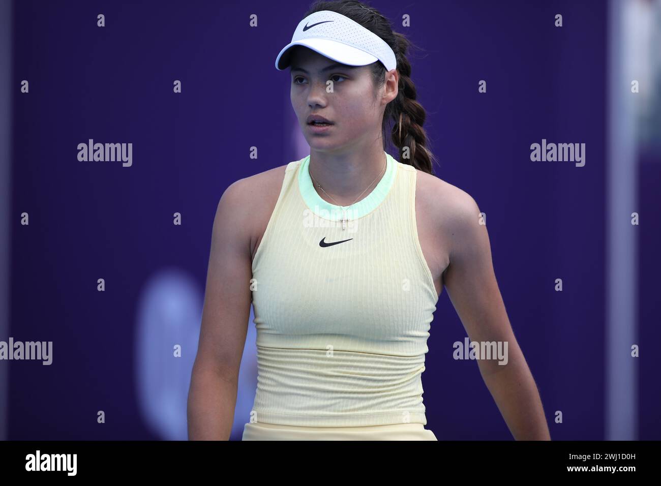 DOHA, QATAR - FEBRUARY 12: Emma Raducanu of Great Britain in action ...