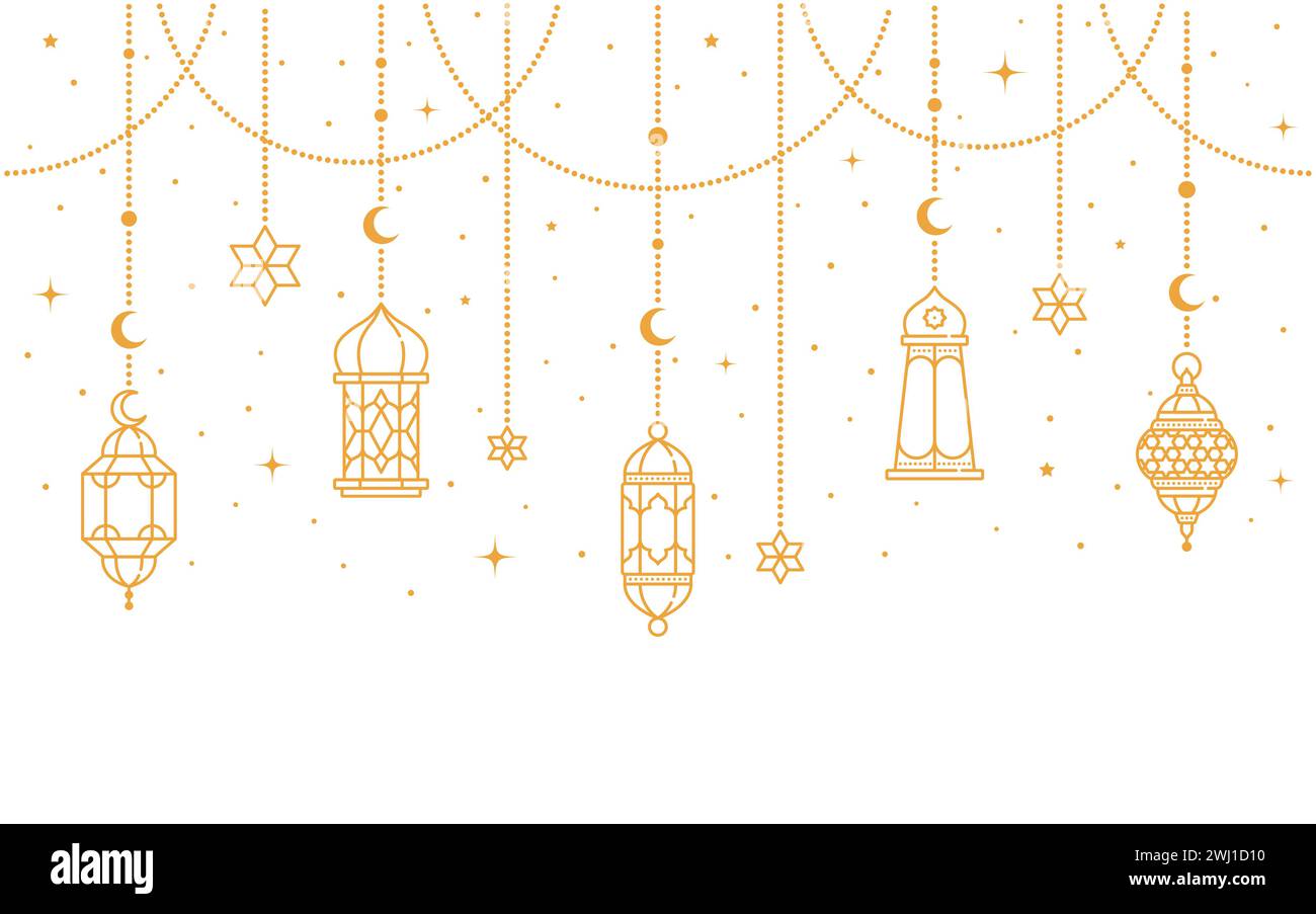 Ramadan Kareem and Eid Mubarak Arabian lamp lanterns decorations ...