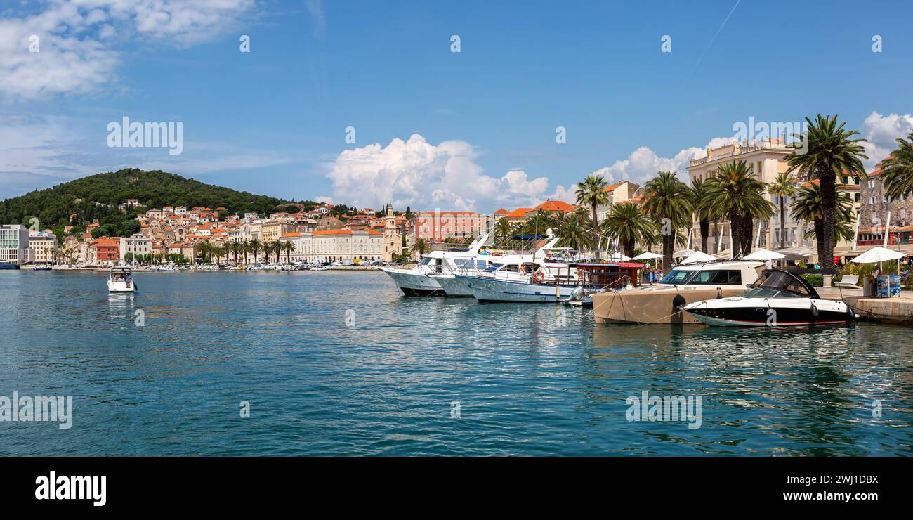 Split promenade at the old town on the Mediterranean Sea vacation ...