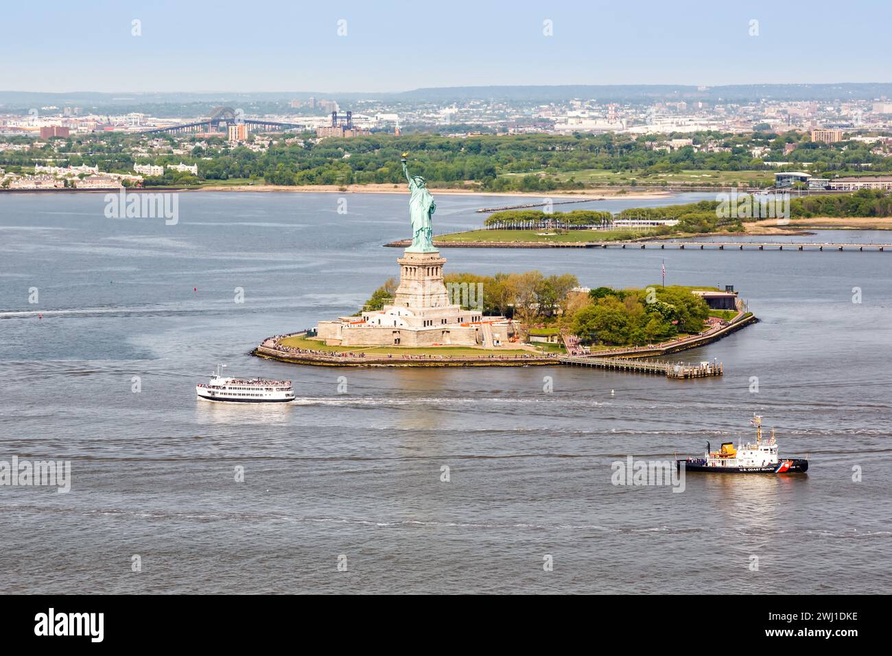 New York City Statue of Liberty aerial view in the USA Stock Photo - Alamy