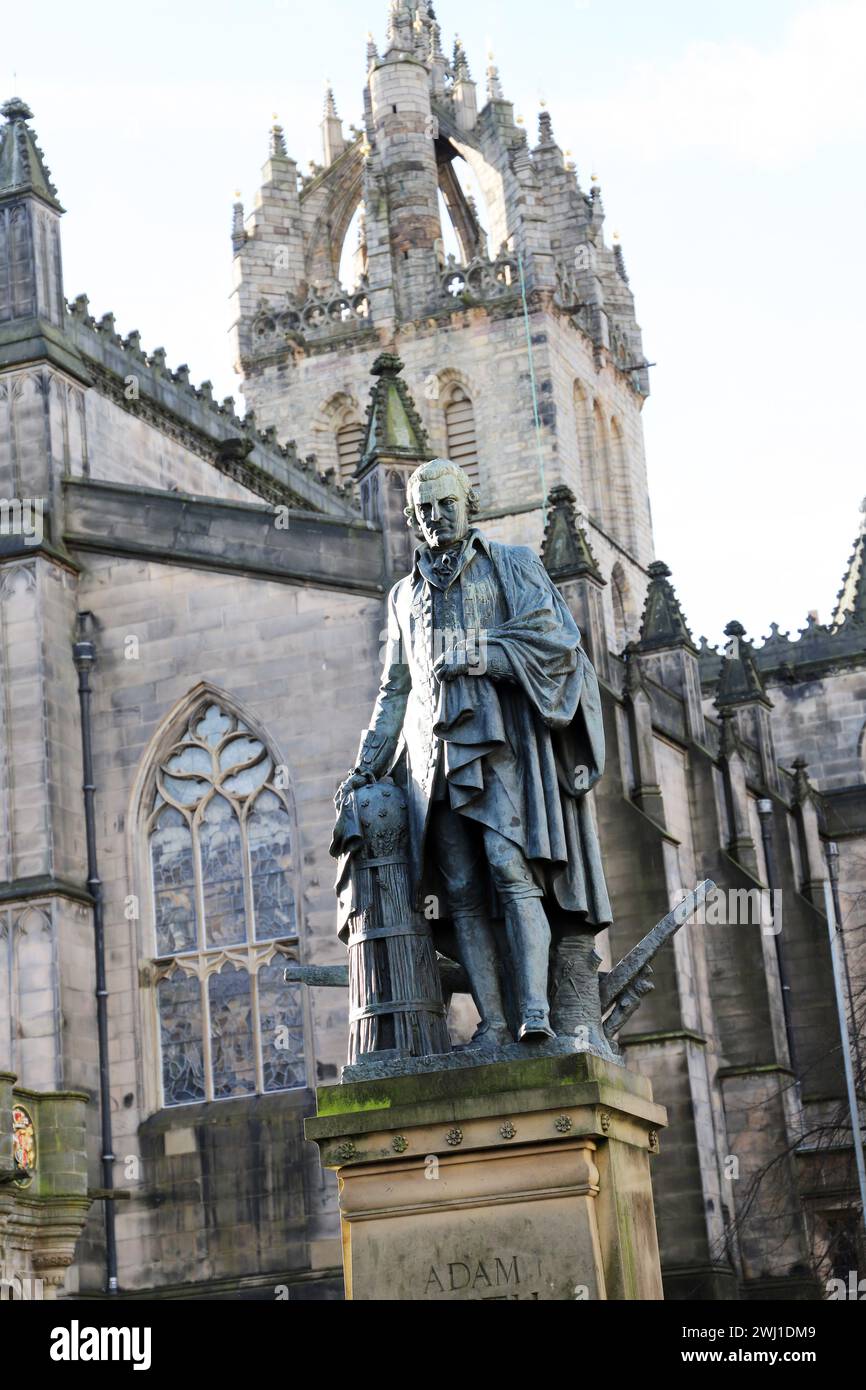 Statue of Adam Smith, economist and philosopher who was a pioneer in ...