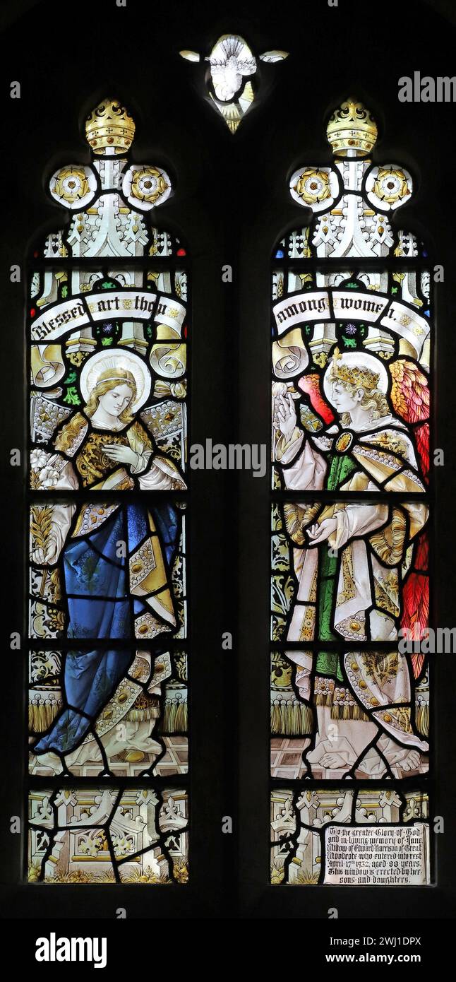 A stained glass window by Percy Bacon Limited depicting the ...