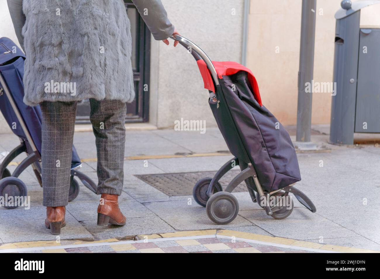 Supermarket trolley woman rear hi-res stock photography and images - Alamy