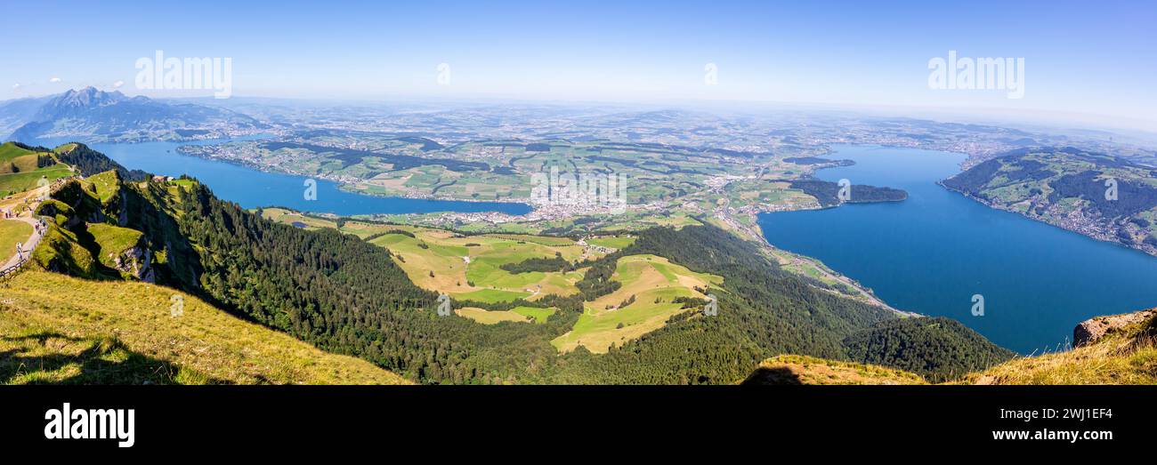 View from Mount Rigi to the city of Lucerne, Lake Lucerne Lake Zug and ...