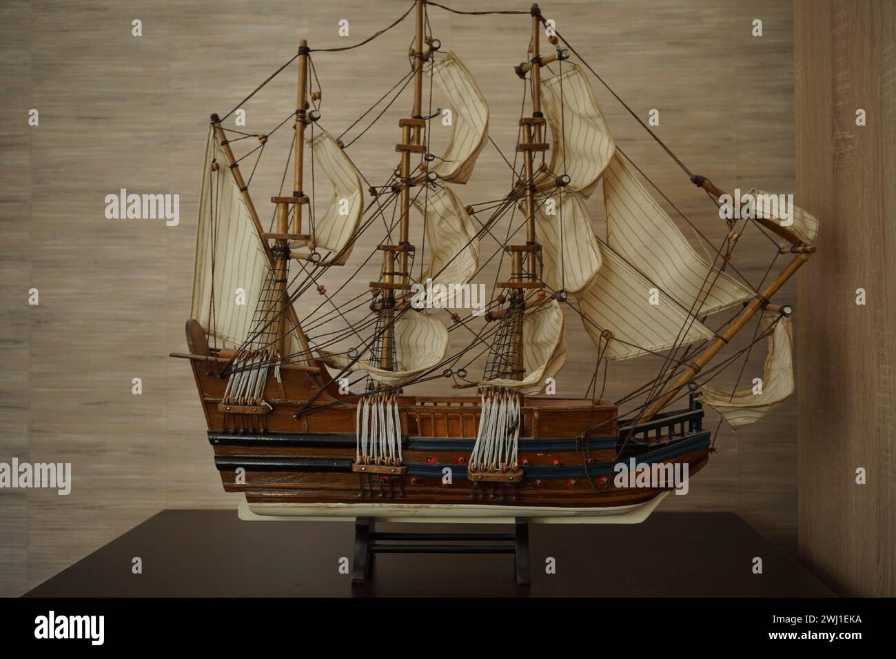 Old wooden model of a Spanish galley Stock Photo - Alamy