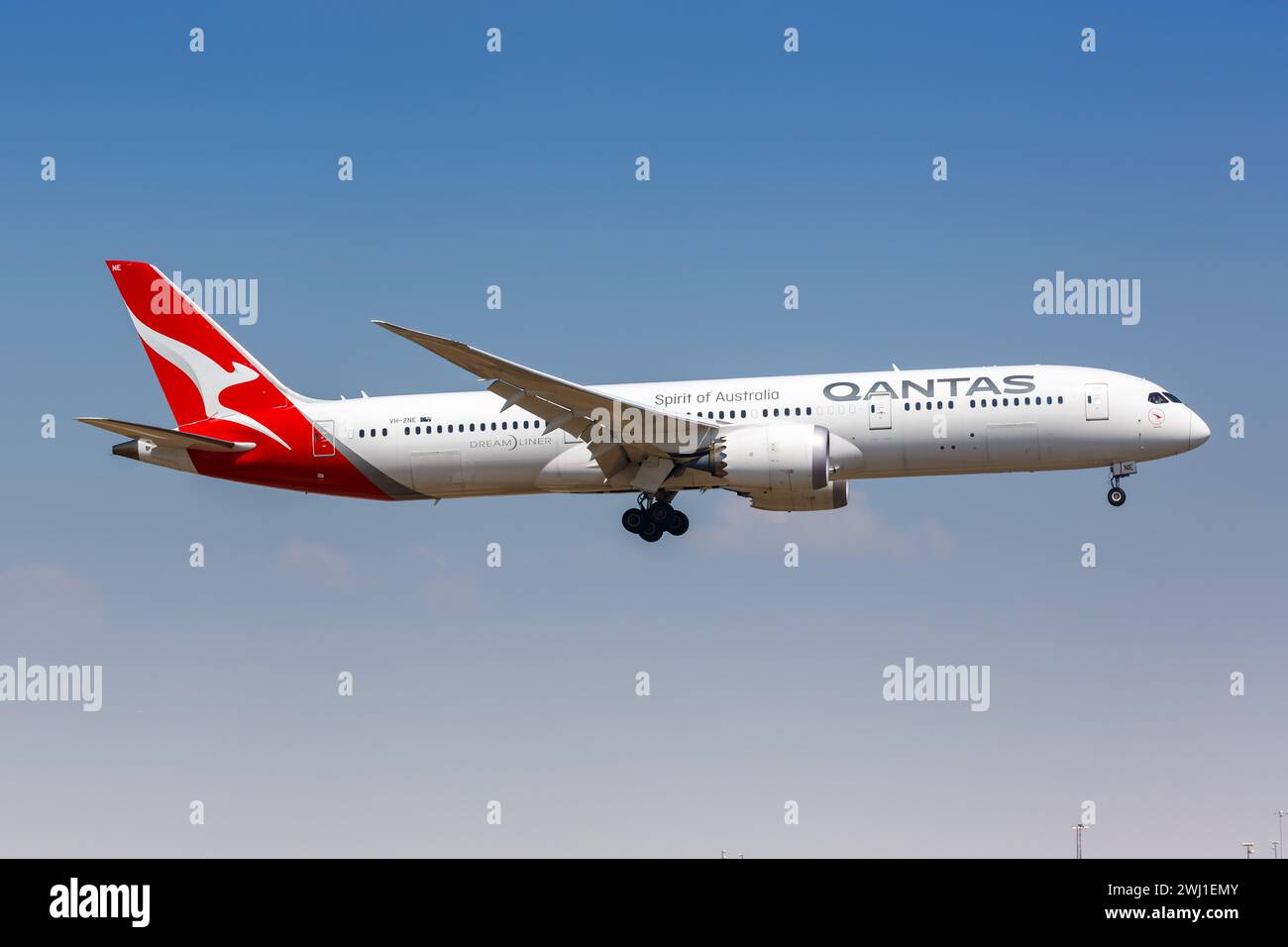 QANTAS Boeing 787-9 Dreamliner aircraft Dallas Fort Worth Airport in ...