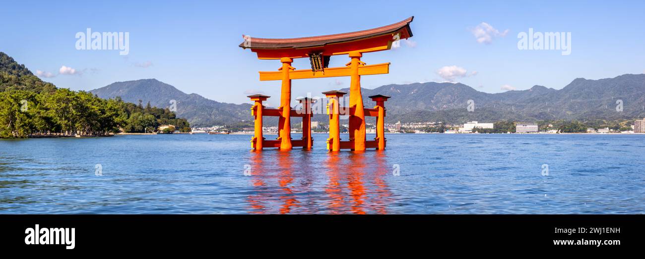 Famous red wooden torii gate UNESCO World Heritage Site Panorama on the ...