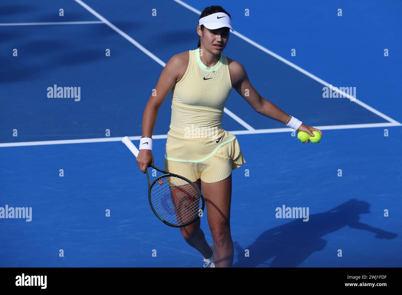DOHA, QATAR - FEBRUARY 12: Emma Raducanu of Great Britain in action ...