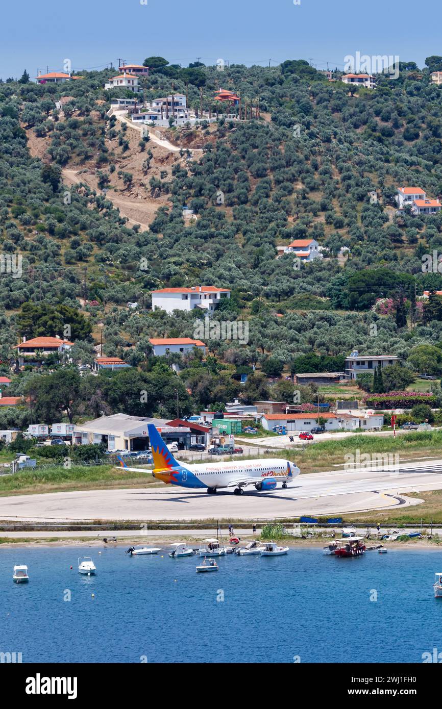Jet2 Boeing 737-800 airplane Skiathos Airport in Greece Stock Photo - Alamy