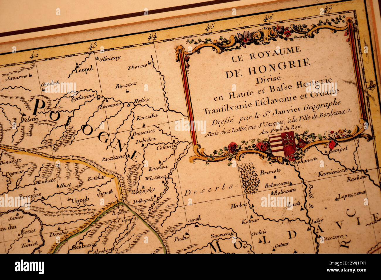 Copperplate engraving, circa 1770, of a detail of a map of the Kingdom ...