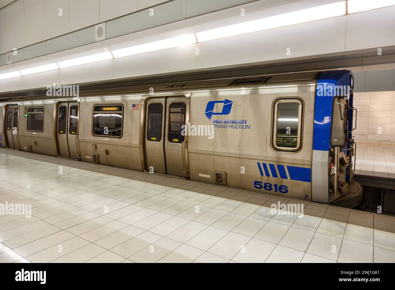 PATH Port Authority Trans-Hudson commuter train at the World Trade ...