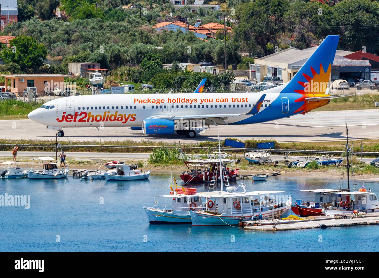 Jet2 Boeing 737-800 airplane Skiathos Airport in Greece Stock Photo - Alamy