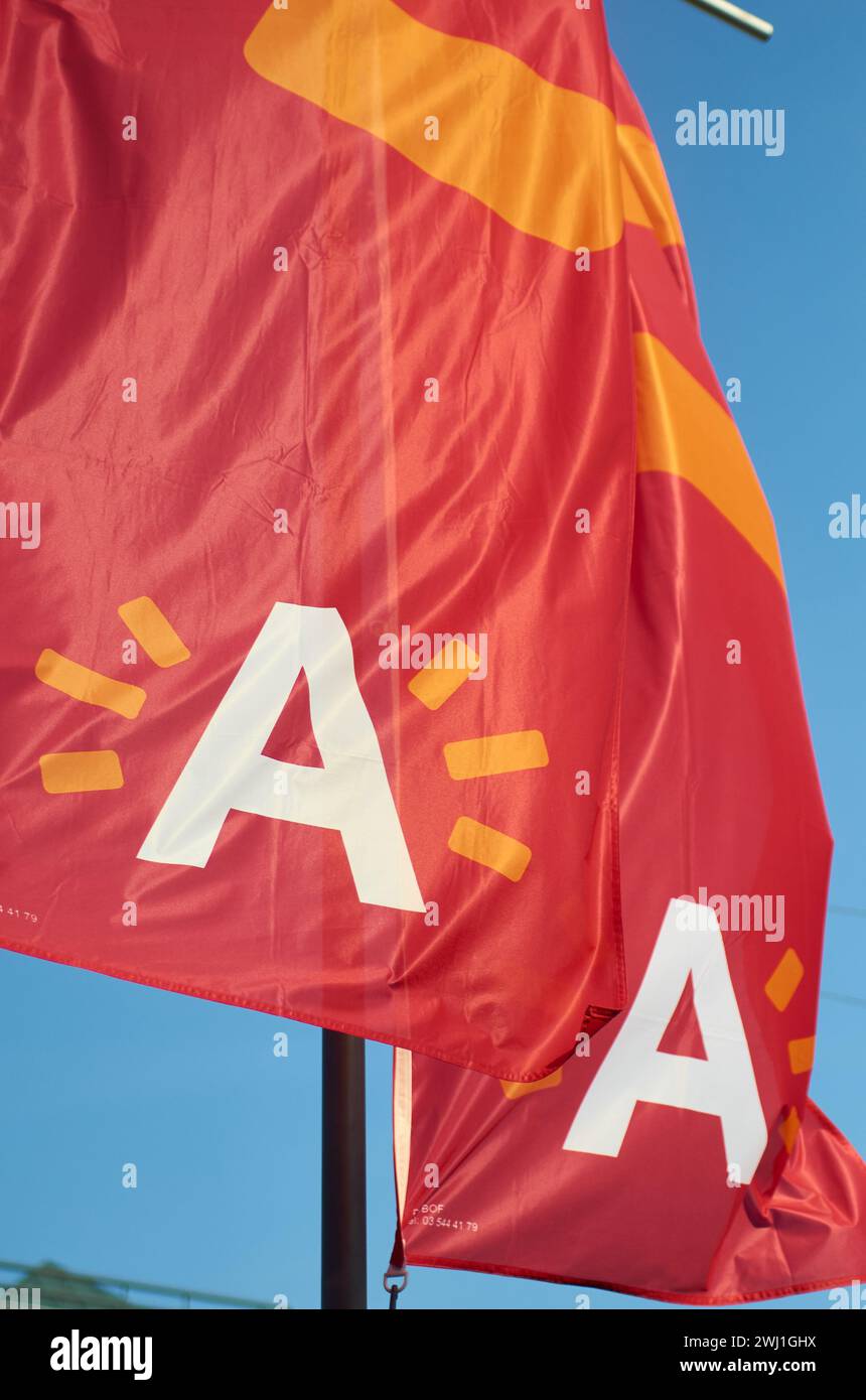 Antwerp city council flags Stock Photo - Alamy