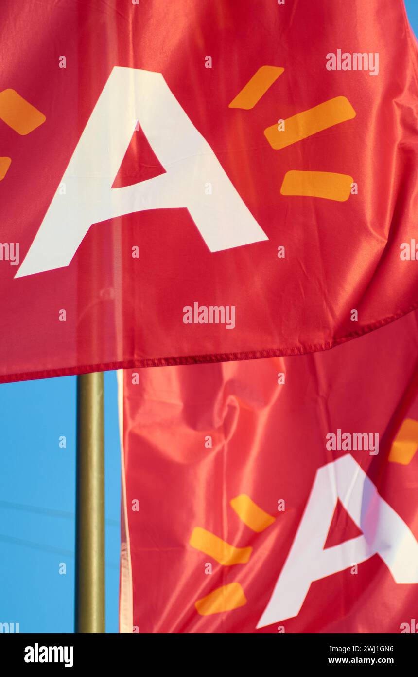 Antwerp city council flags Stock Photo - Alamy