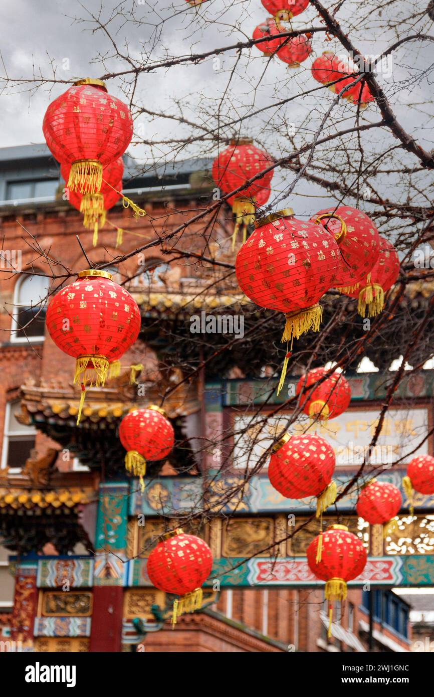 Chinese lanterns in St. Anns Square Manchester, marking Chinese New ...