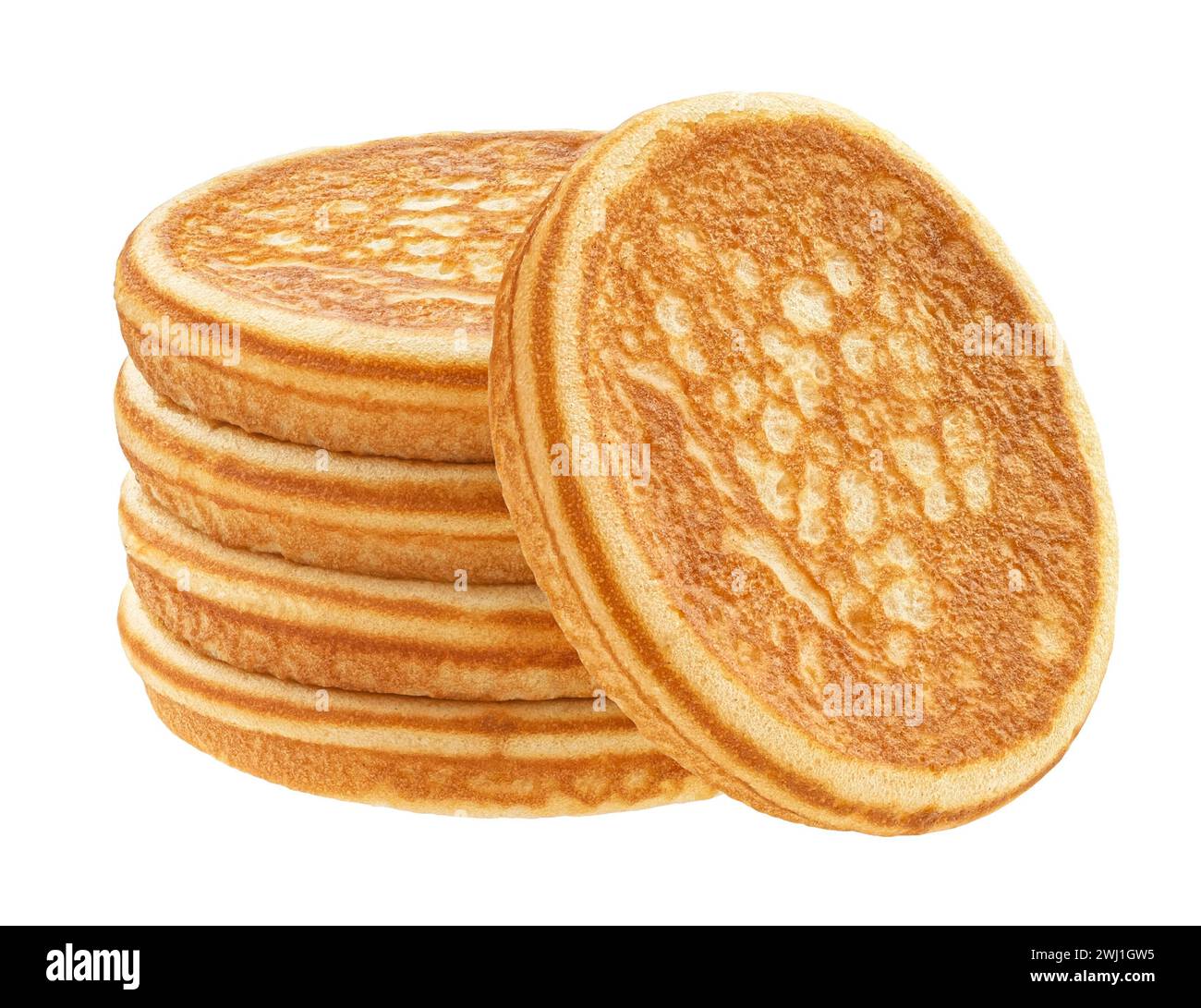Fluffy pancakes on white Cut Out Stock Images & Pictures - Alamy
