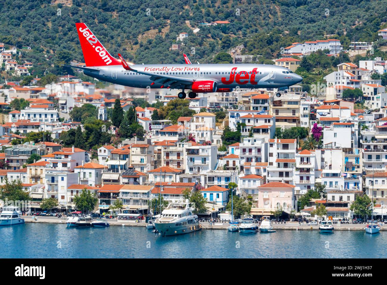 Jet2 Boeing 737-800 airplane Skiathos Airport in Greece Stock Photo - Alamy