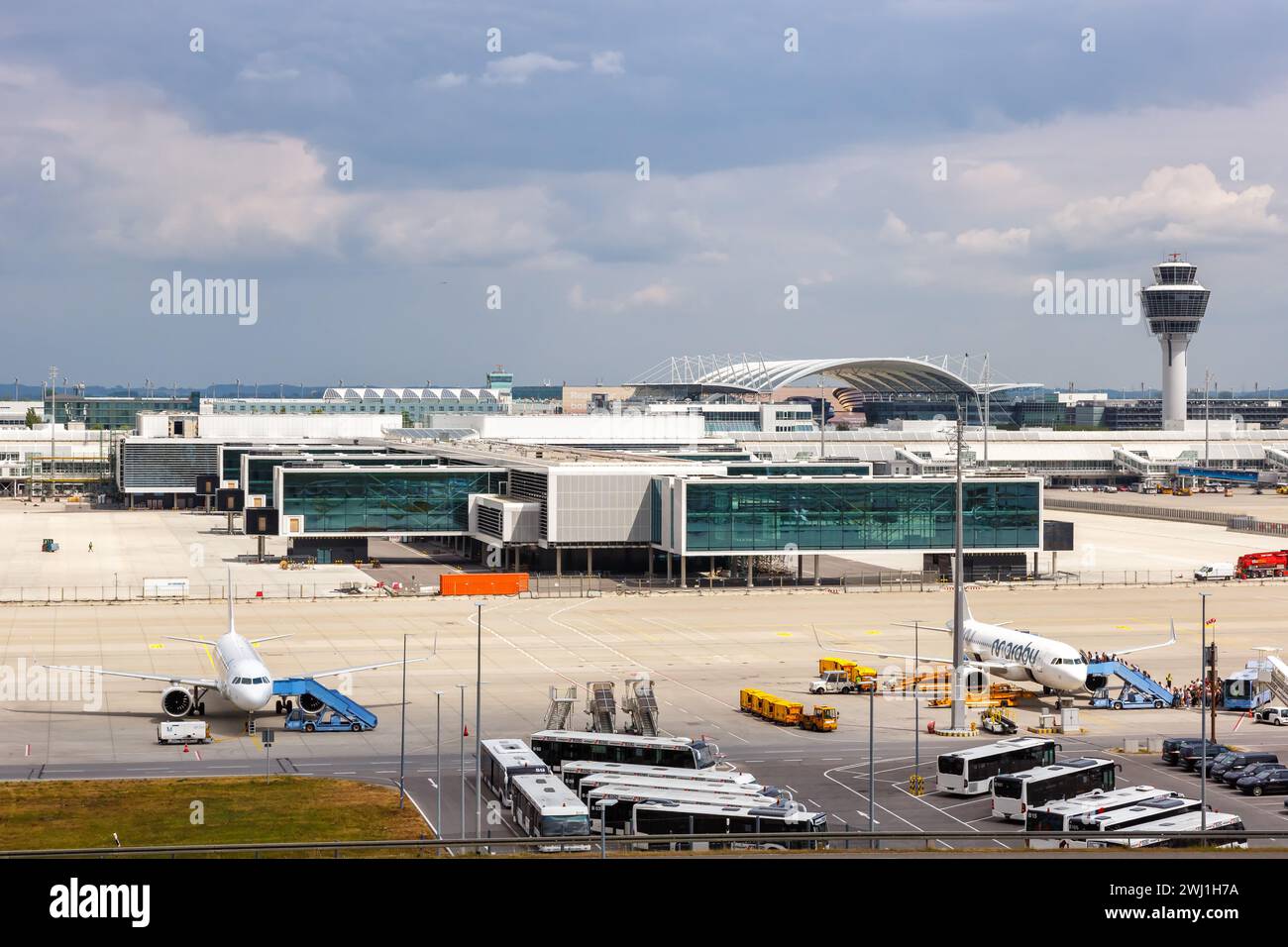 Munich Airport Terminal 1 with expansion in Germany Stock Photo - Alamy