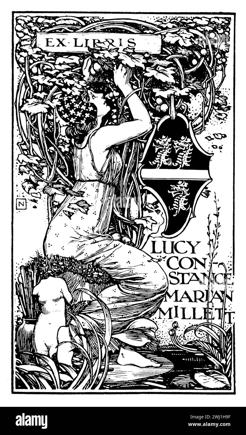 Bookplate for Lucy Constance Marian Millett, by Harold Nelson Stock ...