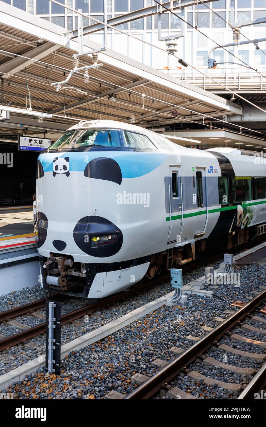 Panda train of the Japan Rail JR West railroad in Osaka, Japan Stock ...